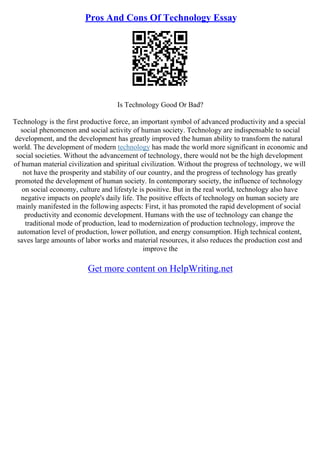 Technology Good Or Bad Essay | PDF