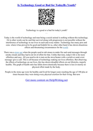 Technology Good Or Bad Essay | PDF