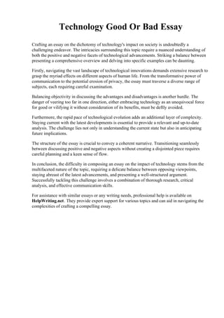 Technology Good Or Bad Essay.pdf