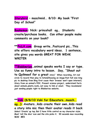 Technology ideas for lessons 5 th | DOC