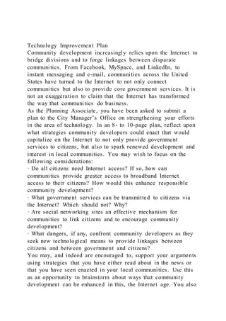 Technology Improvement PlanCommunity development increasingly re | PDF