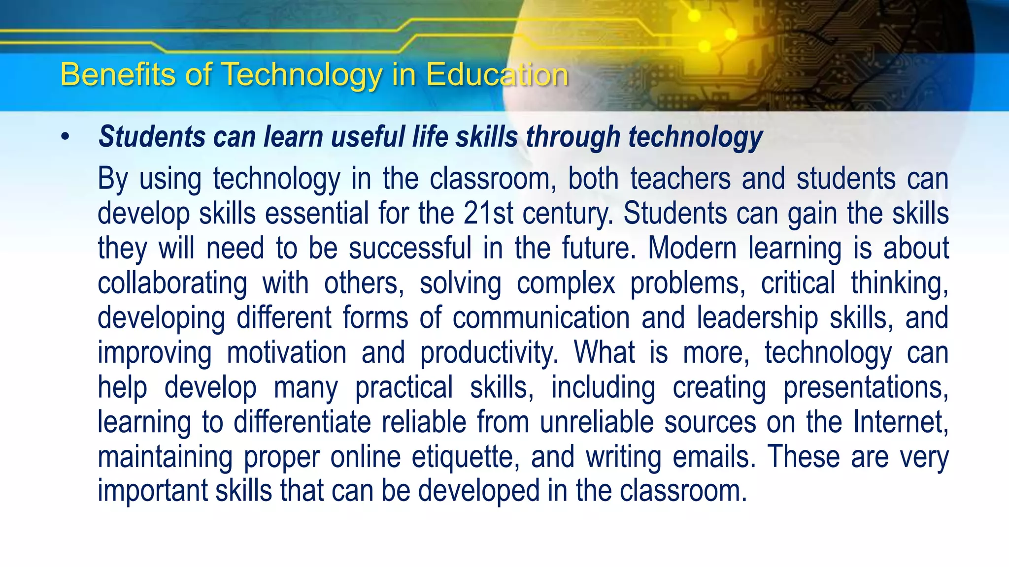 Benefits of Technology in Education | PPTX