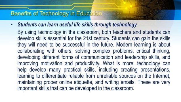 Benefits of Technology in Education | PPTX | Education