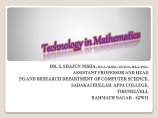 Technology in maths and maths in technology | PPTX