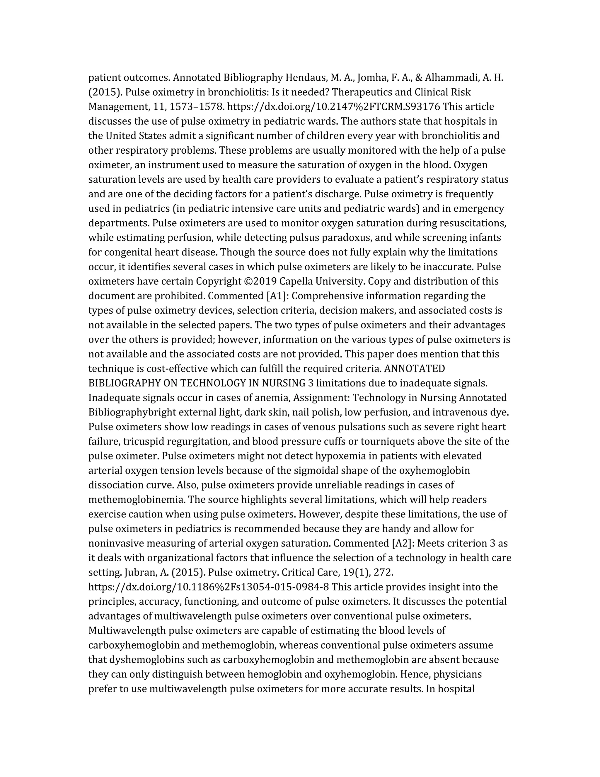 Technology in Nursing Annotated Bibliography.pdf | Educational Assessment | Education