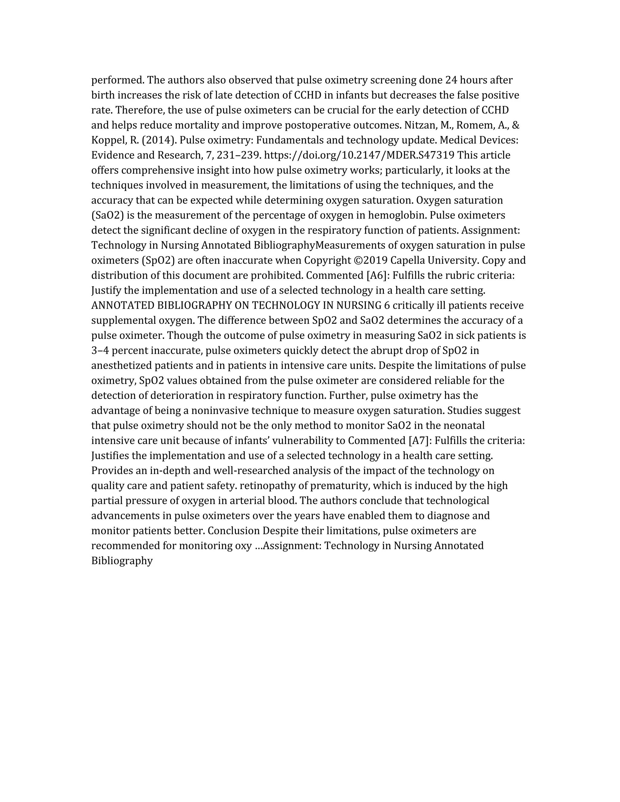 Technology in Nursing Annotated Bibliography.pdf | Educational Assessment | Education