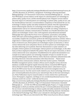 Technology in Nursing Annotated Bibliography.pdf | Educational ...