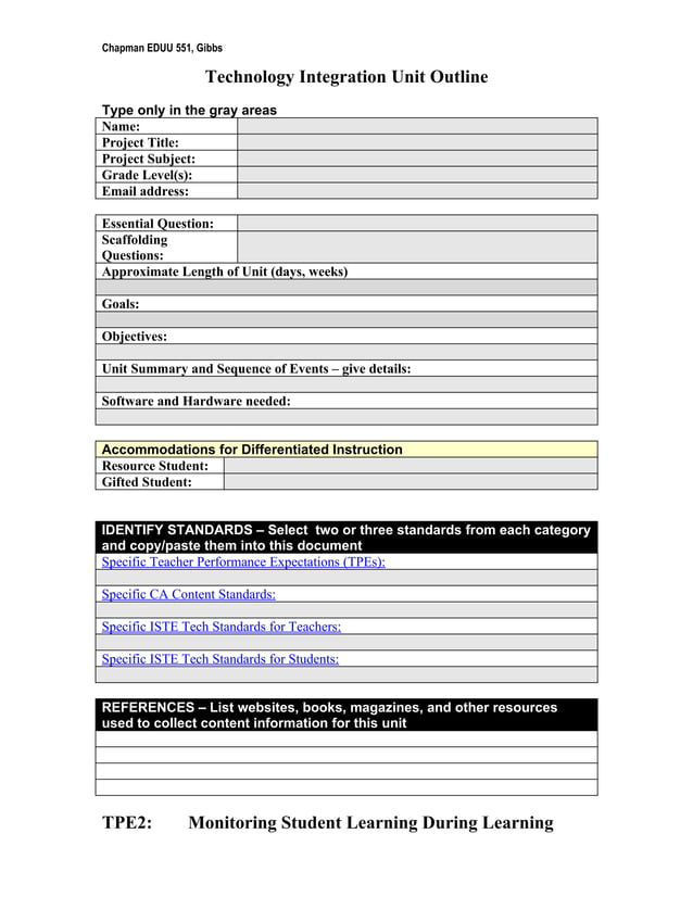 Technology integration unit outline.doc march 1 | DOC | Educational ...
