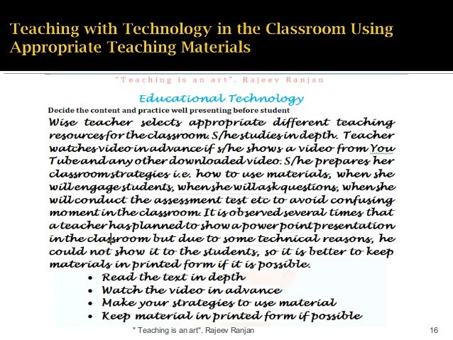 How to use technology in the classroom using appropriate teaching ma…