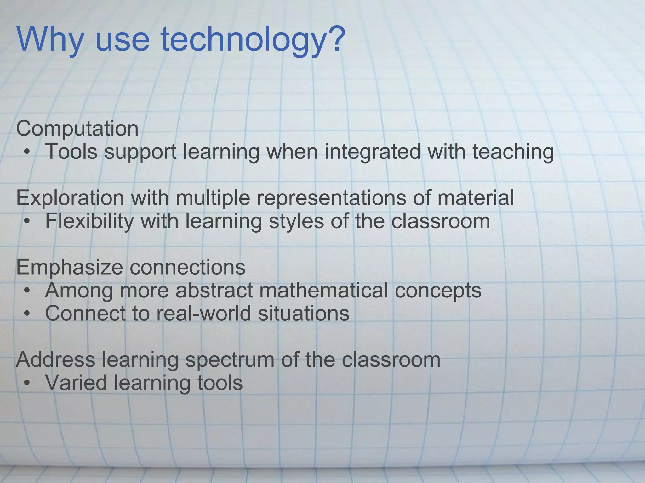 Technology in the Math Classroom | PPT