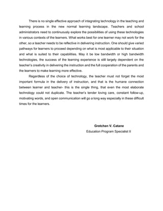 Technology in the new normal learning landscape | PDF