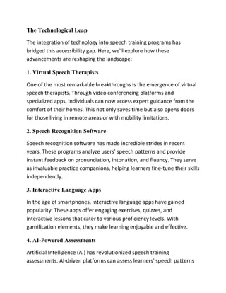 Technology in Therapy - Integrating Tools for Effective Speech Training ...