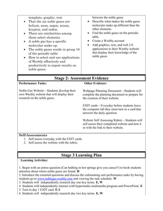 Technology Intigrated Lesson Plan (noble gases) | PDF