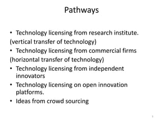 Technology licensing pathways in knowledge economy | PPT