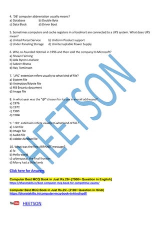 Technology MCQ Computer Tech Related Questions | PDF