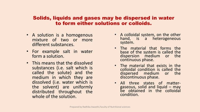Technology of colloids in foods (part 1) | PPTX | Chemistry | Science