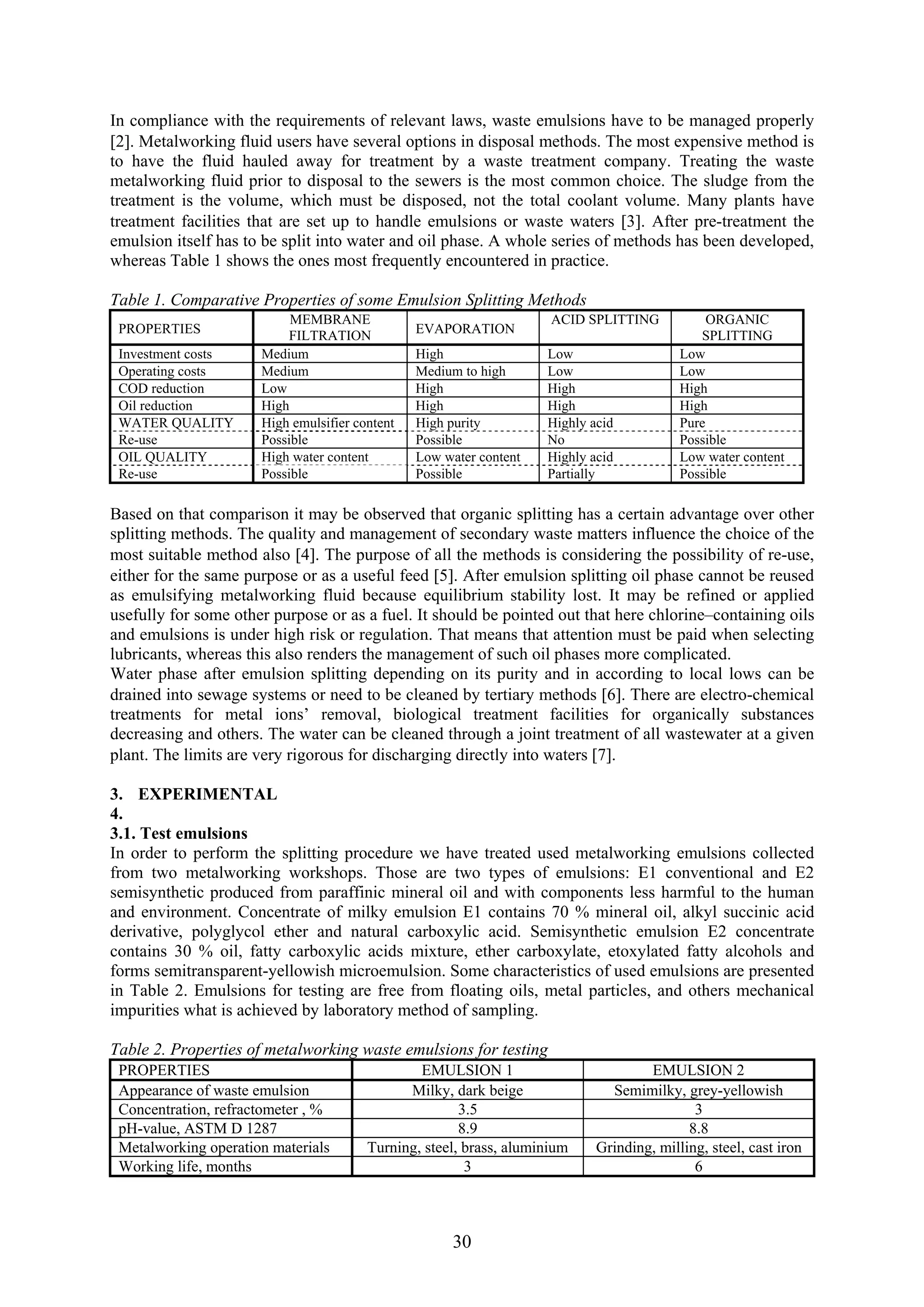 Technology of mwf emulsion splitting by ina method | PDF