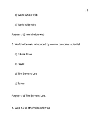 Technology questions .pdf | Internet | Computing