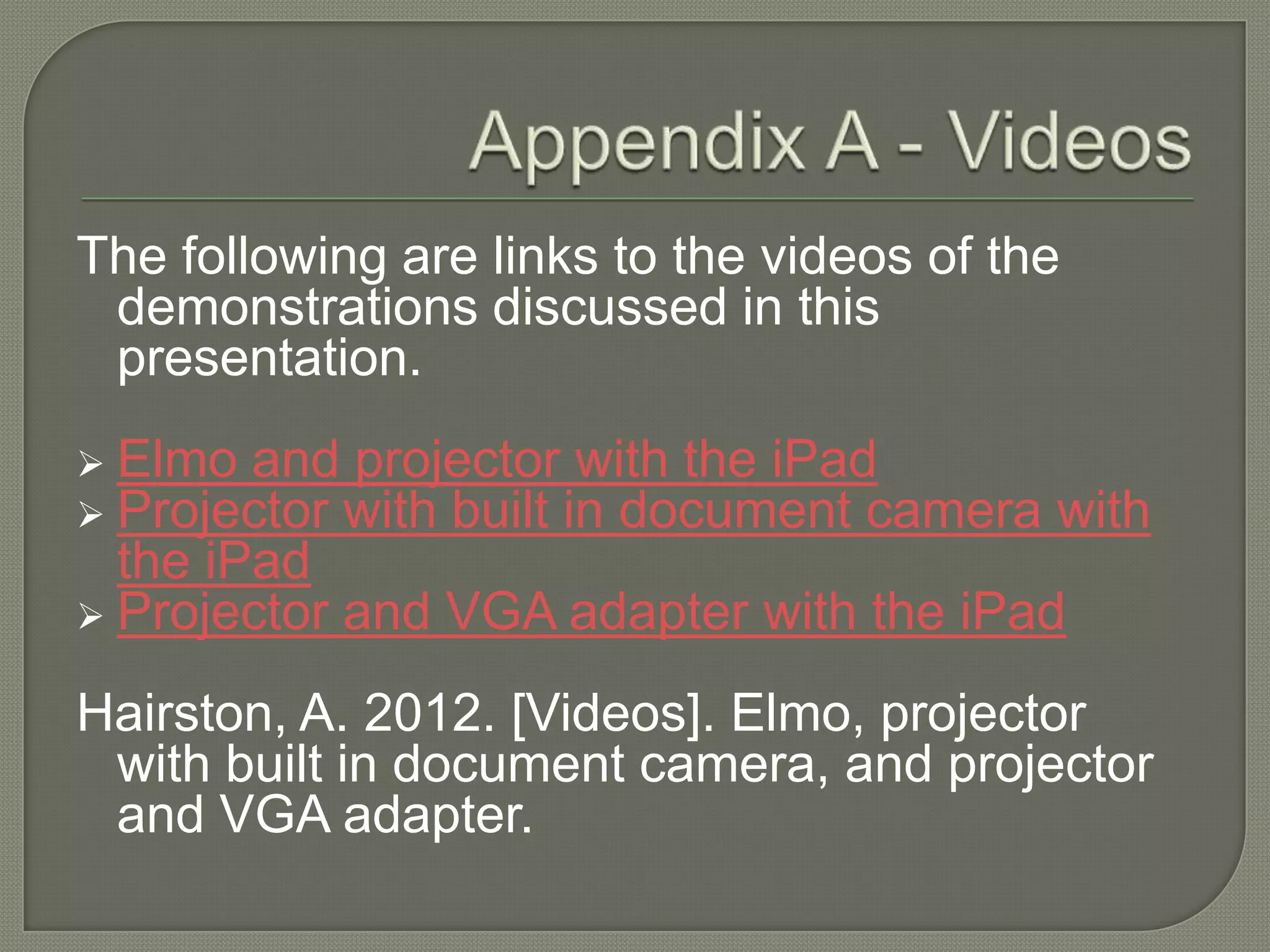 Technology staff development i pad - projector-elmo-vga | PPTX ...