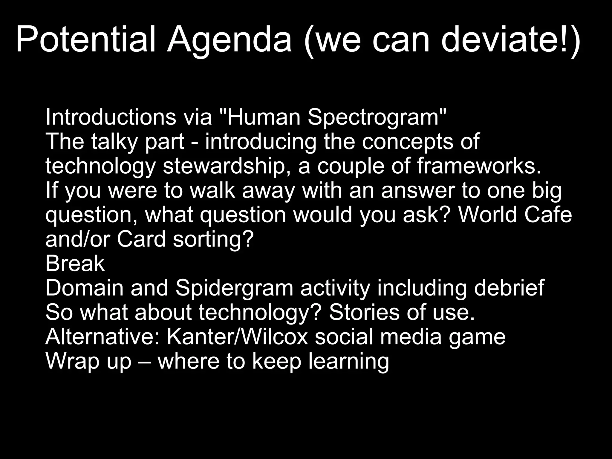 Technology Stewardship Workshop Slides Nov09 | PPT