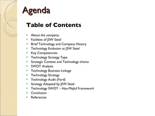 Technology Strategy Jsw Steel | PPT