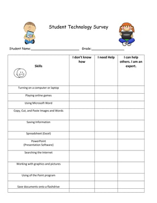 Technology Survey for Parents and Students | DOC