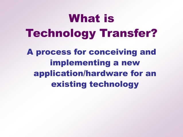 Technology transfer issues Related Hardware | PPT