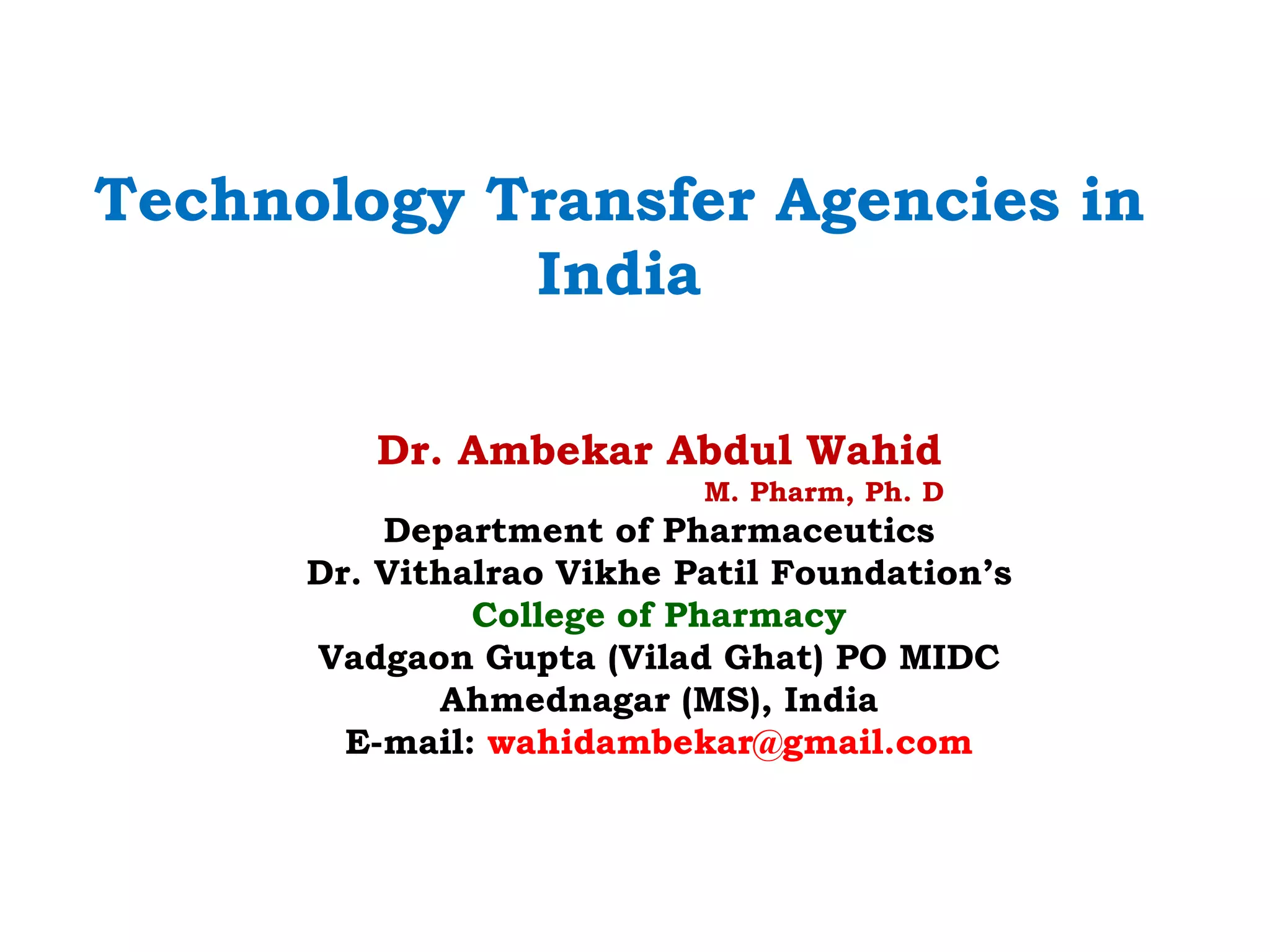 Technology Transfer Agencies in India.pdf