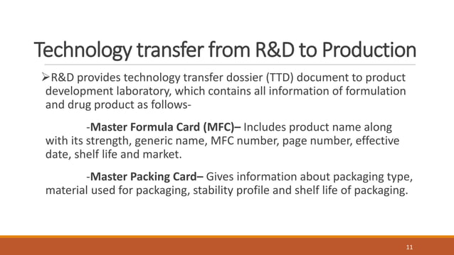 Technology transfer from R&D to production | PPTX