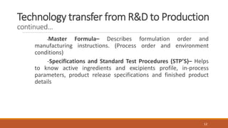 Technology transfer from R&D to production | PPTX
