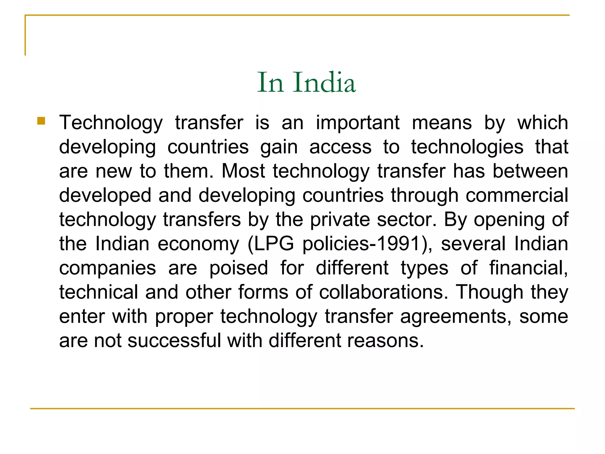 Technology transfer in india | PPT