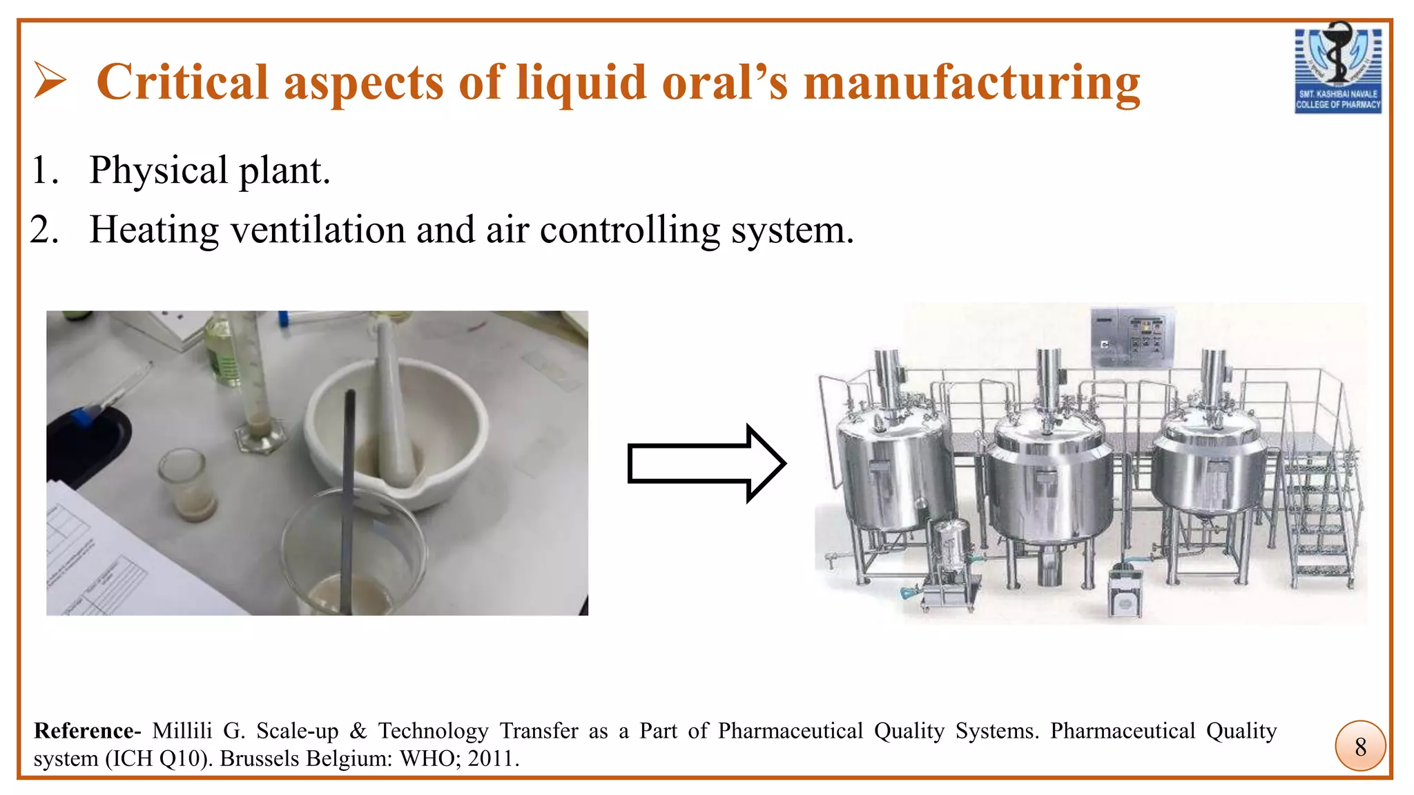 Technology transfer of liquid orals | PPTX