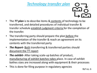 Technology transfer plan & exhibit | PPTX