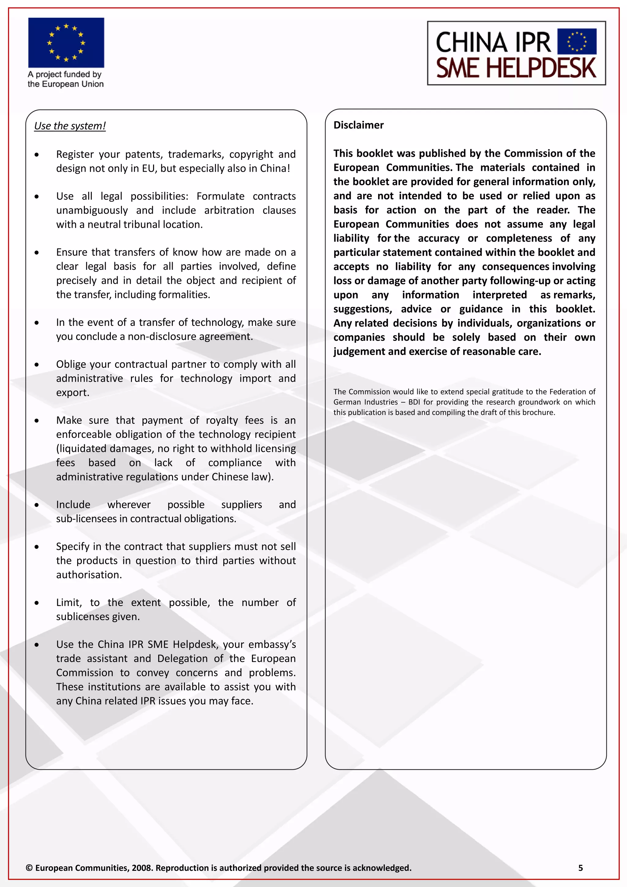 Technology Transfer To China Guidance For Business | PDF