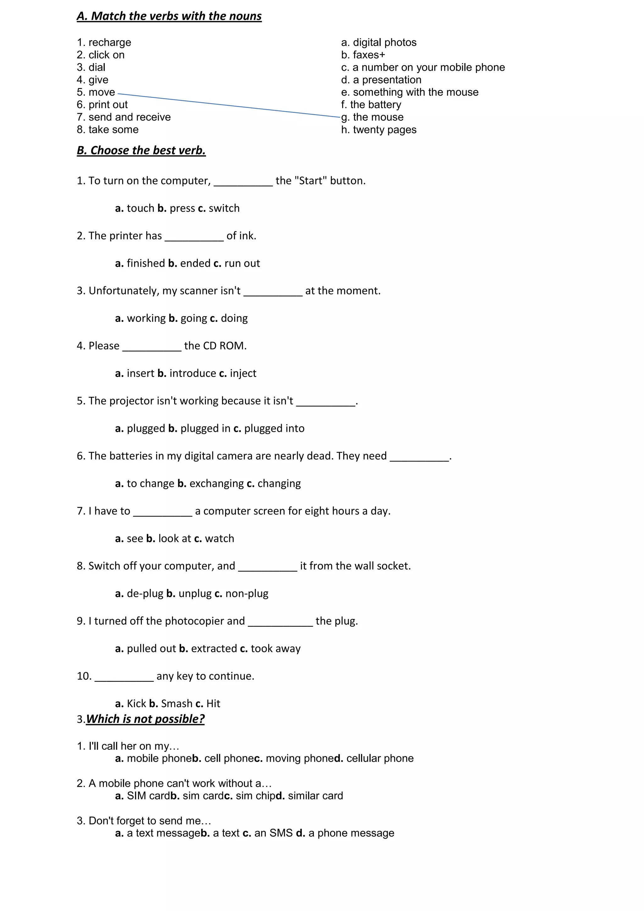Technology vocabulary handout | DOCX