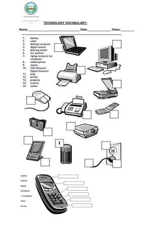 Technology vocabulary handout | DOCX