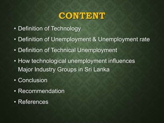 Technology vs. unemployment in relation to sri lanka | PPTX