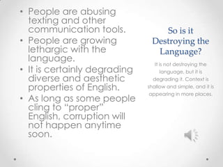 Technology vs english | PPTX