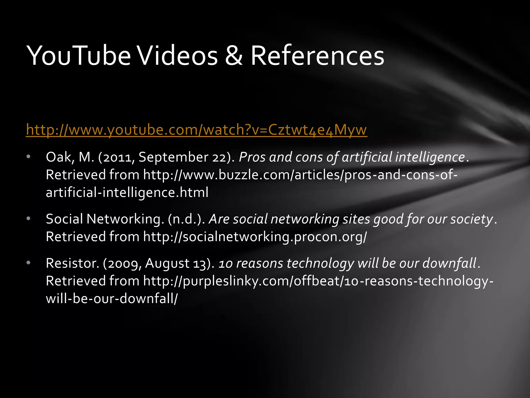 Technology will destroy the world and us | PPTX