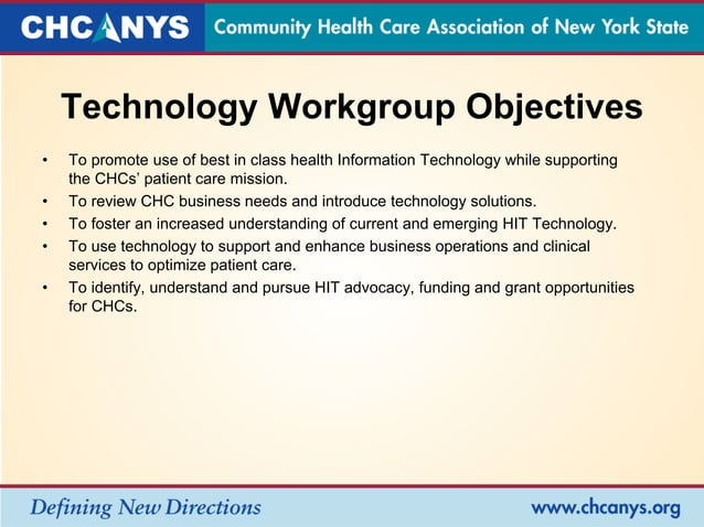 Technology Workgroup Goals and Charter | PPT