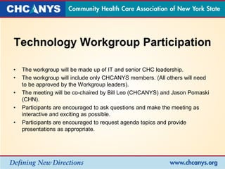 Technology Workgroup Goals and Charter | PPT