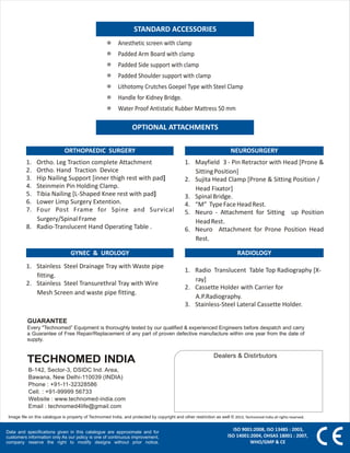 Technomed India, New Delhi, Operating Table | PDF