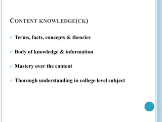 Techno pedagogical analysis of content knowledge | PPTX