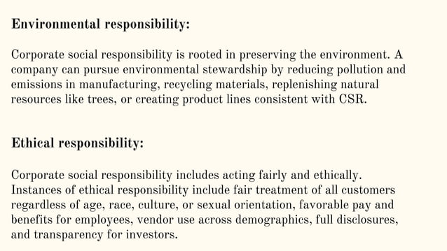 Presentation on Ethics and Social responsibilities | PPT