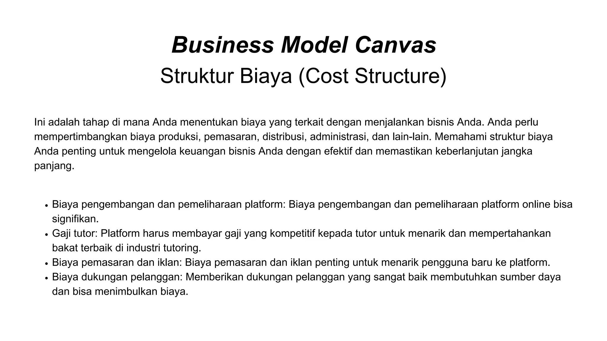 Business Model Canvas - Platform Tutoring Online | PDF