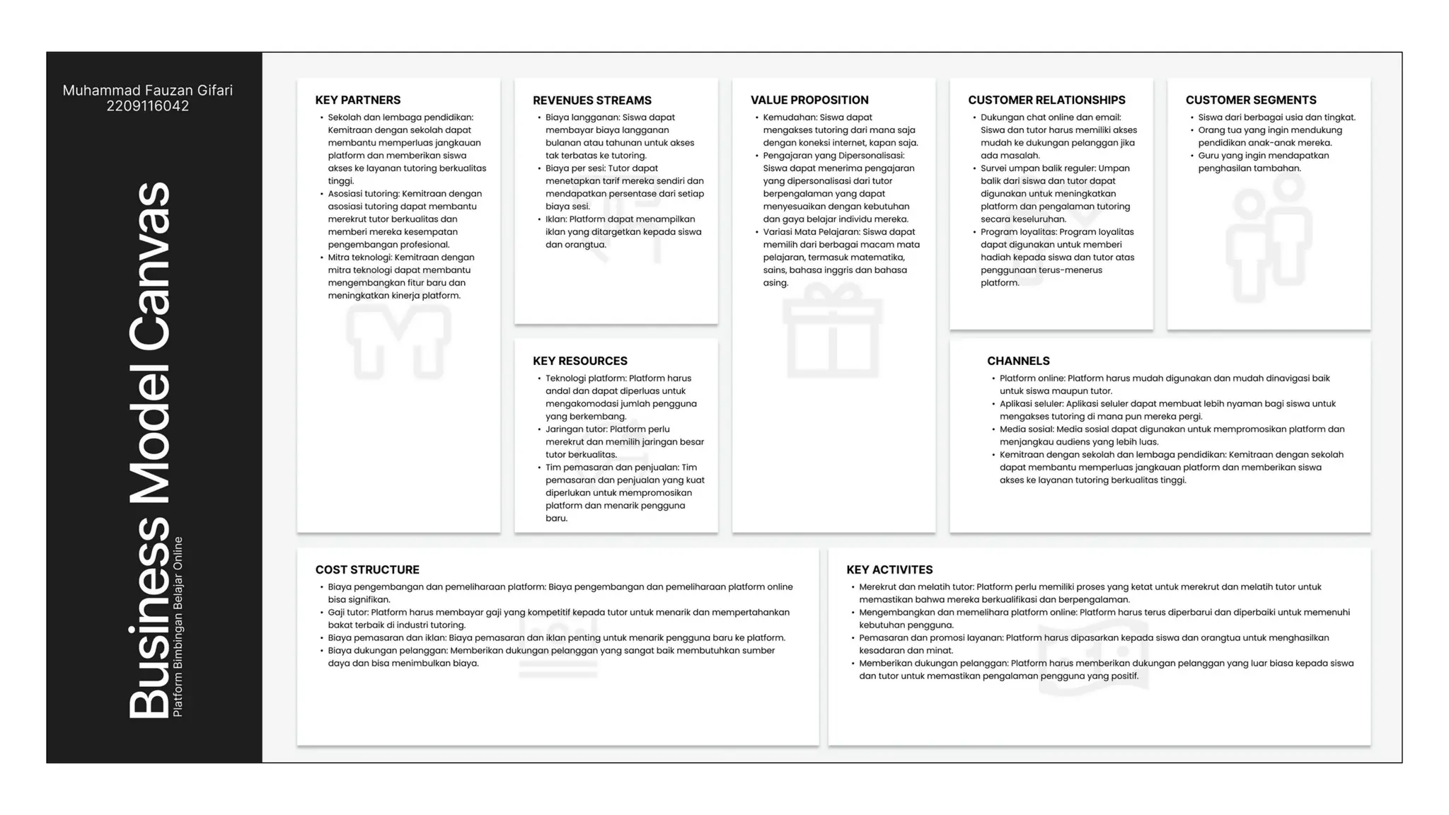 Business Model Canvas - Platform Tutoring Online | PDF