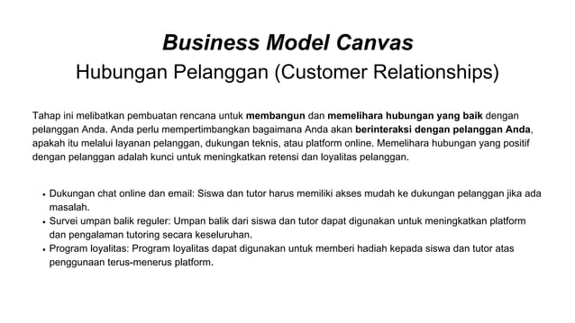 Business Model Canvas - Platform Tutoring Online | PPT