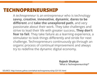 Technopreneurship: What it is and What its not | PPT