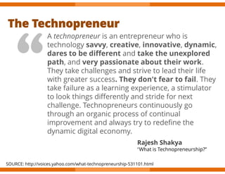 Technopreneurship: What it is and What its not | PPT