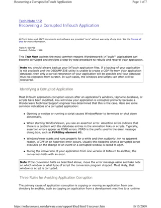 Tech Note 112 Rebuild Corrupt InTouch Application.pdf